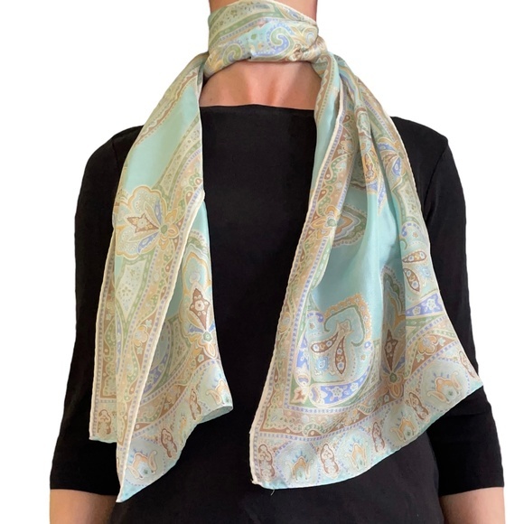 Talbots | Accessories | Vintage Talbots Paisley Pastel Silk Long Scarf ...